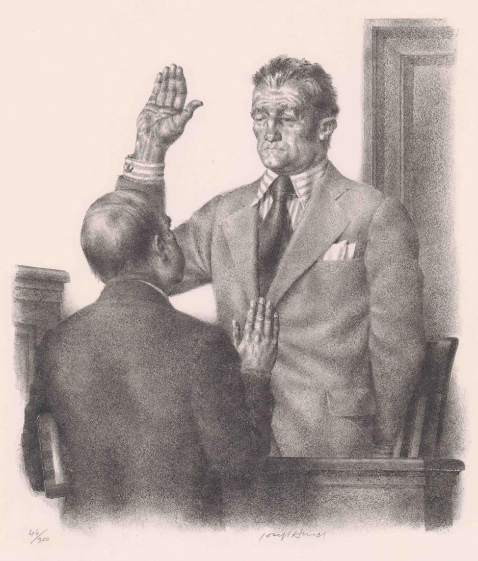 Joseph Hirsch Lithograph [taking The Oath]