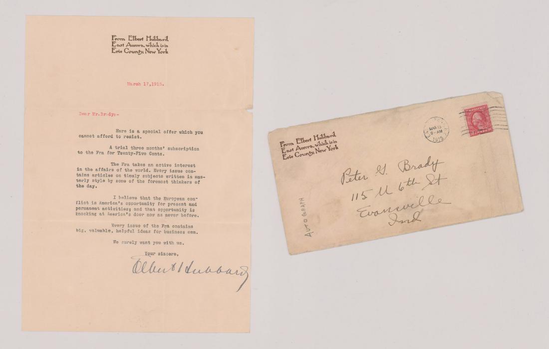 Elbert Hubbard, signed letter and envelope