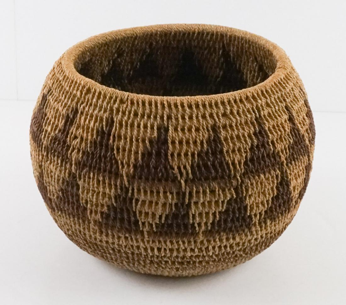 Twine Weave Native Basket w/Diamond Pattern
