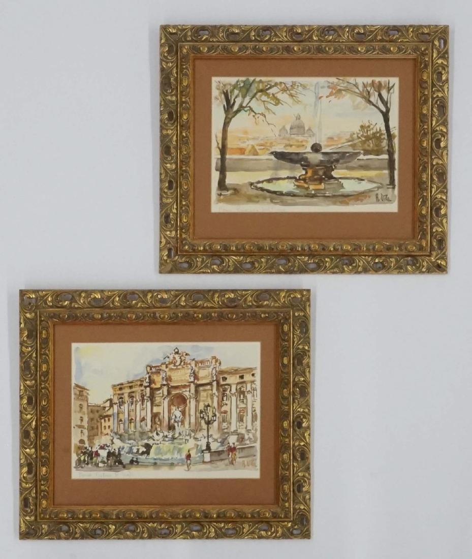 Pair of Framed Italian Watercolors