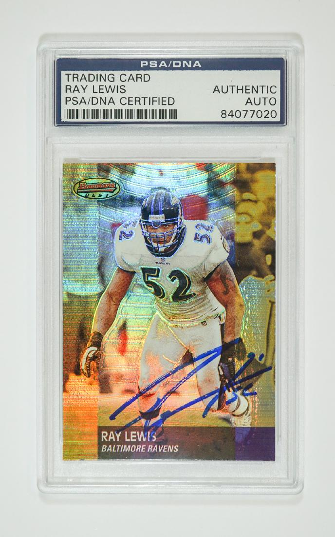Ray Lewis Autographed Football Card PSA/DNA