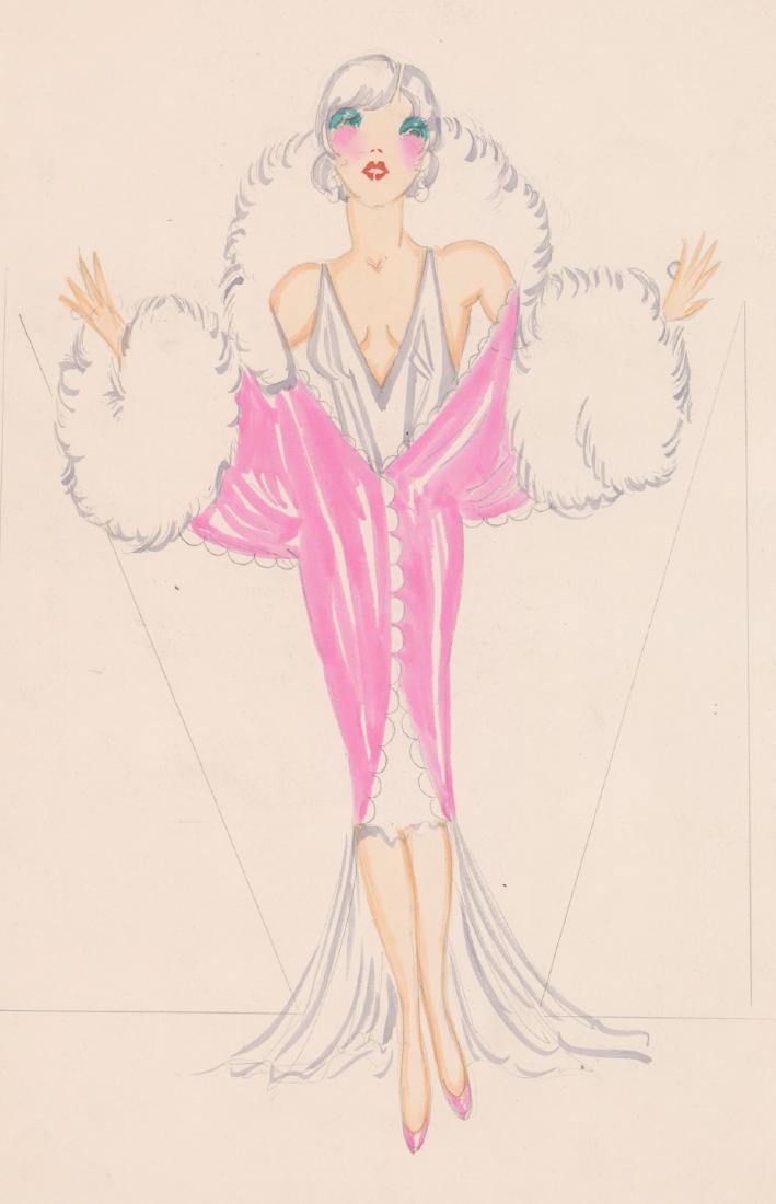 Vintage Watercolor of Burlesque Dancer