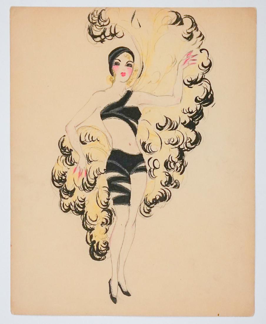 Original Watercolor of a Burlesque Dancer
