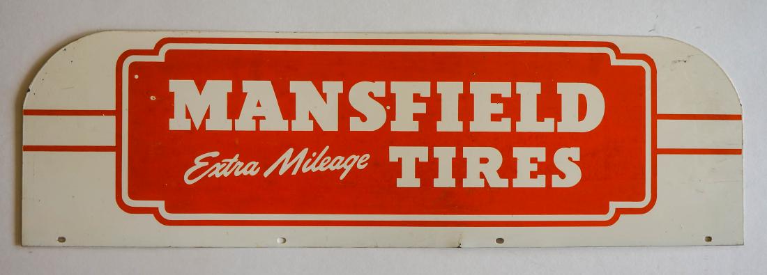 Mansfield Tires Vintage Double-Sided Metal Sign