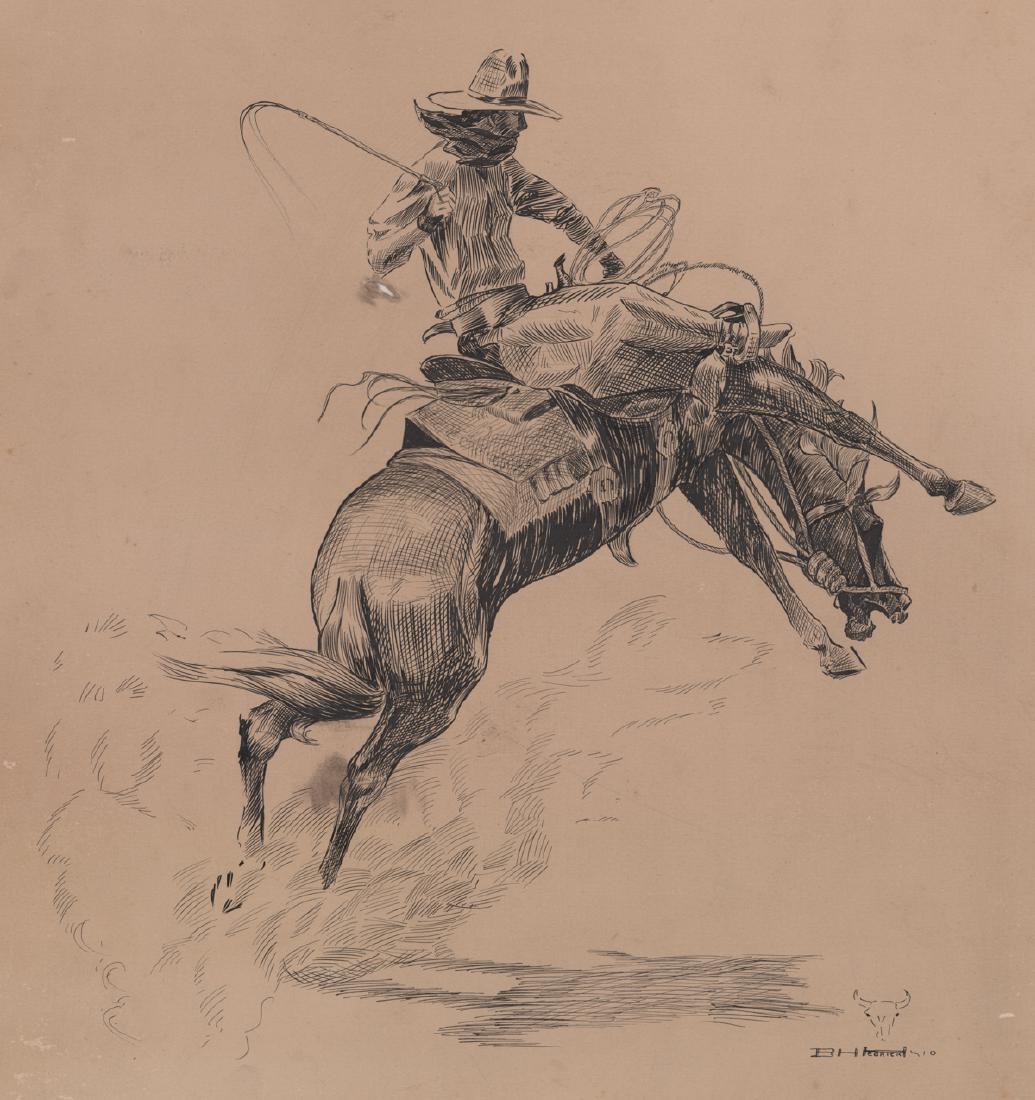 B.H. Hedrick Western Pen & Ink Drawing