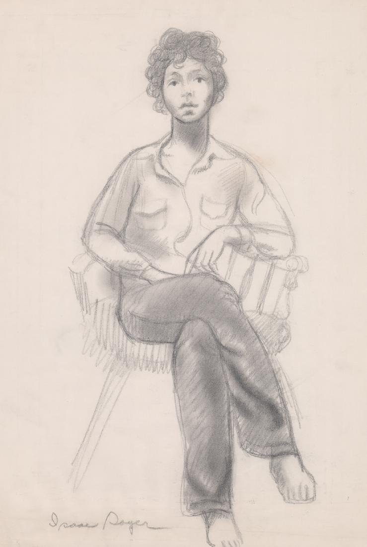 Isaac Soyer Original Charcoal