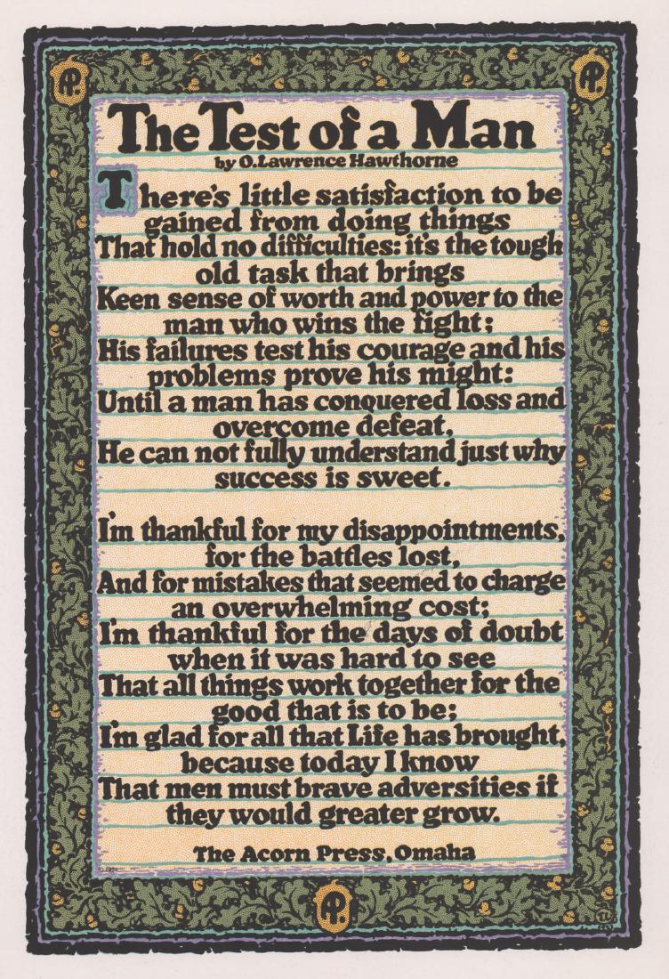 "the Test Of A Man" By O. Lawrence Hawthorne