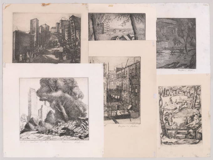 Six Benjamin Rubin Signed Etchings