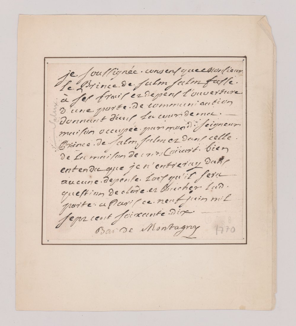 Dated 1770 French Handwritten Letter