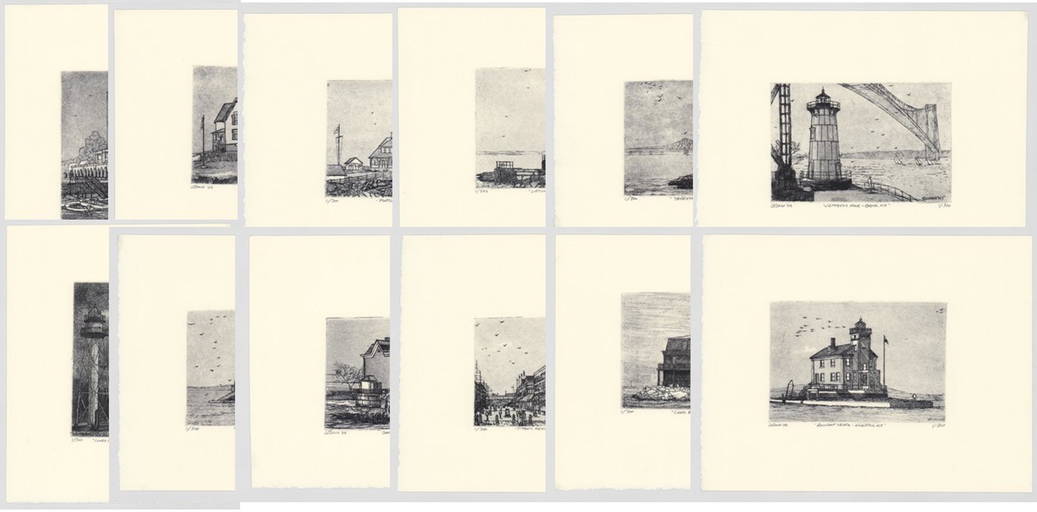 Robert Conrad Ledoux Etchings [ny, Me, Lighthouse]