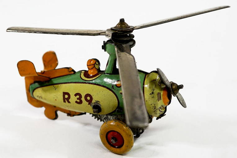 German Tin Gyro Airplane Wind Up