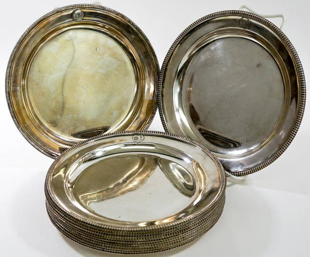 [engraved] Early Silver Plate (12) Plates