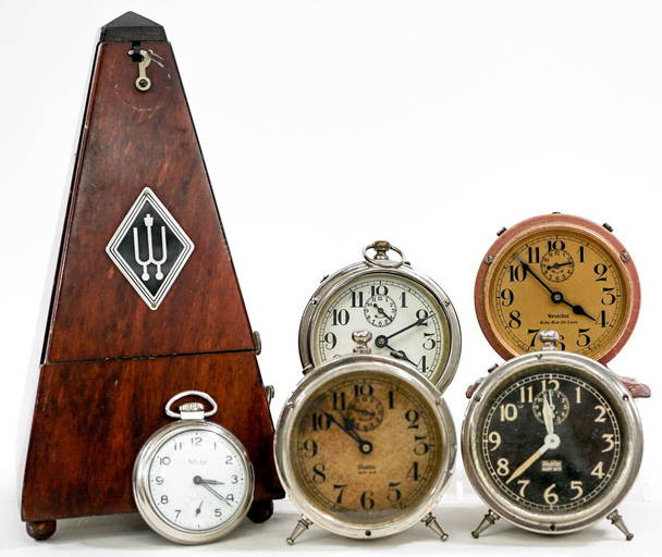 Vintage (6) Metronome And Clocks