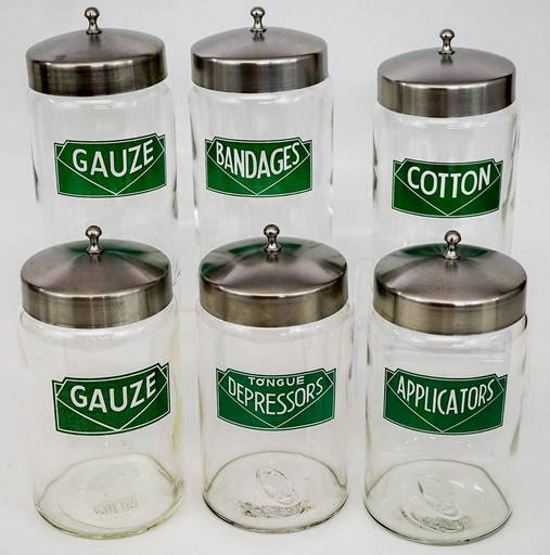Vintage 6 Profex Glass Medical Jars