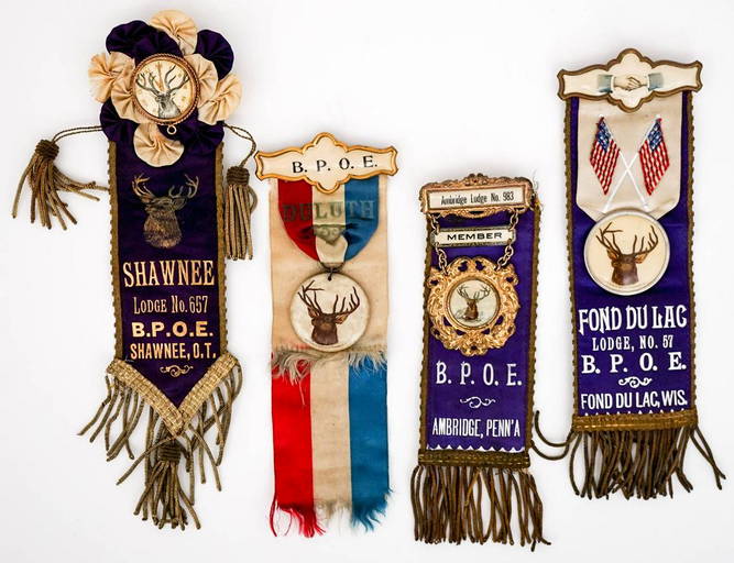 Vintage (4) Elks Lodge Ribbon Member Badges