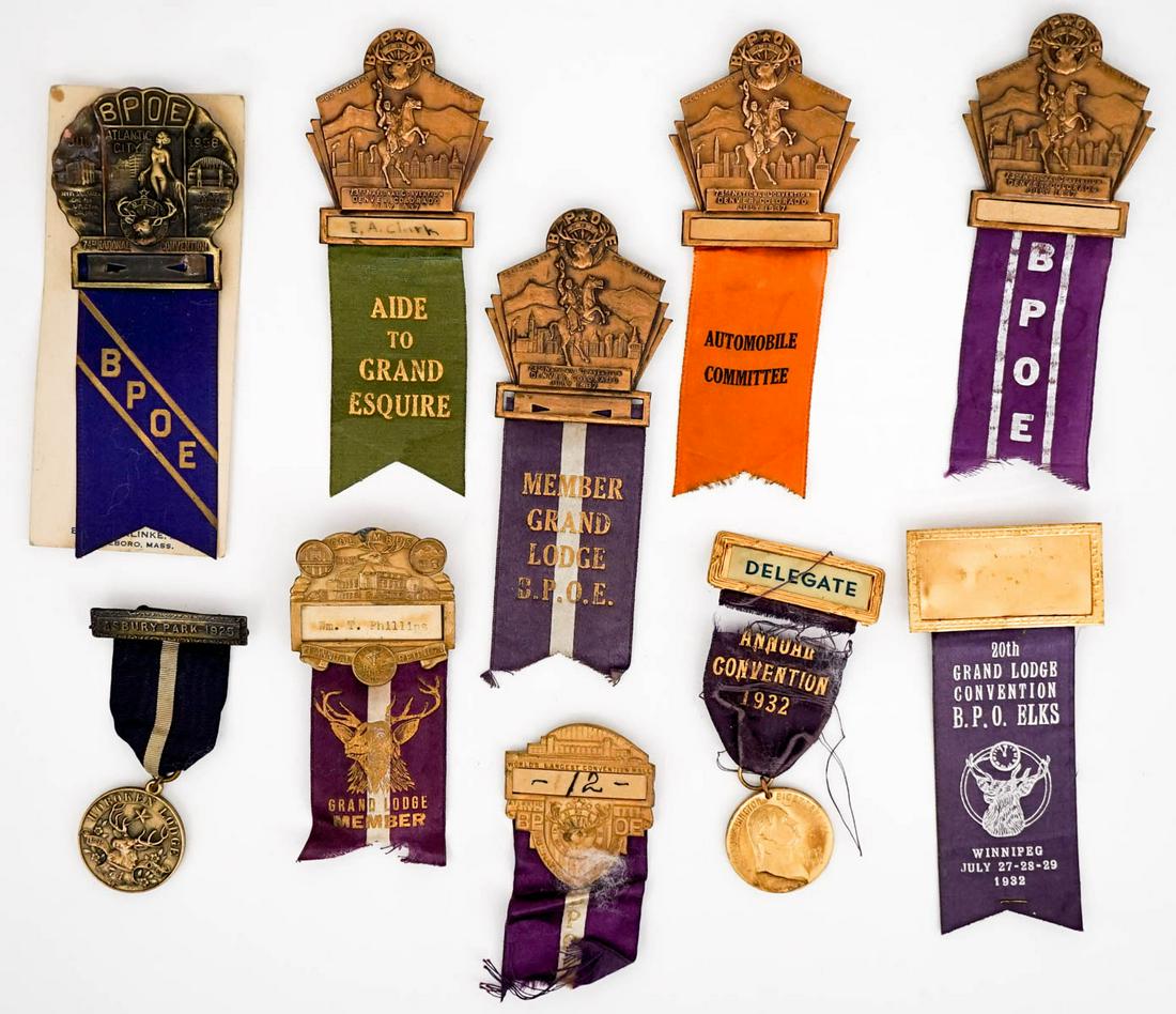 Vintage (10) Bpoe Elks Lodge Badges [denver 1937]