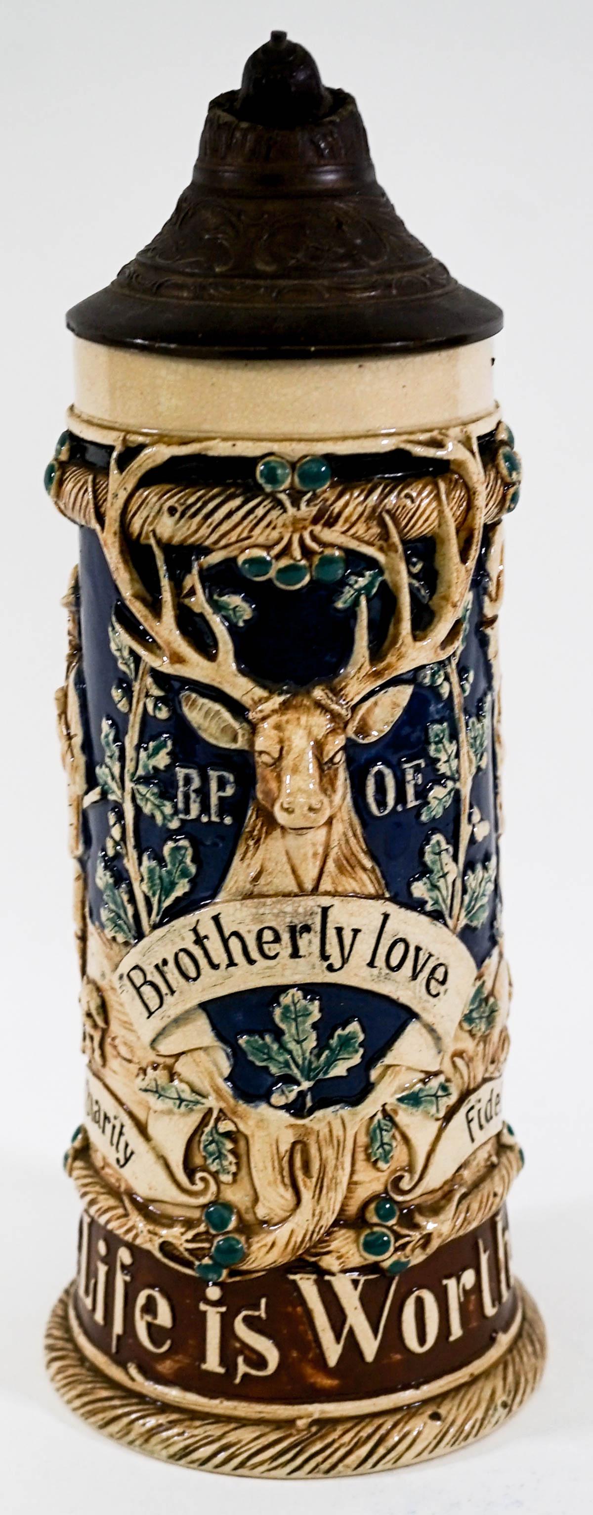 Vintage Bpoe Elks Lodge Lidded Stein