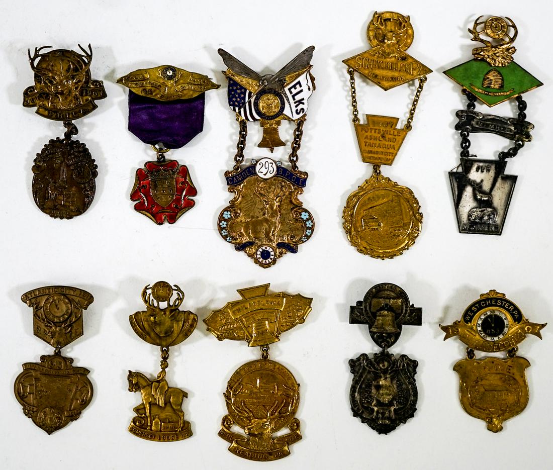 Antique (10) Bpoe Badges [pennsylvania]