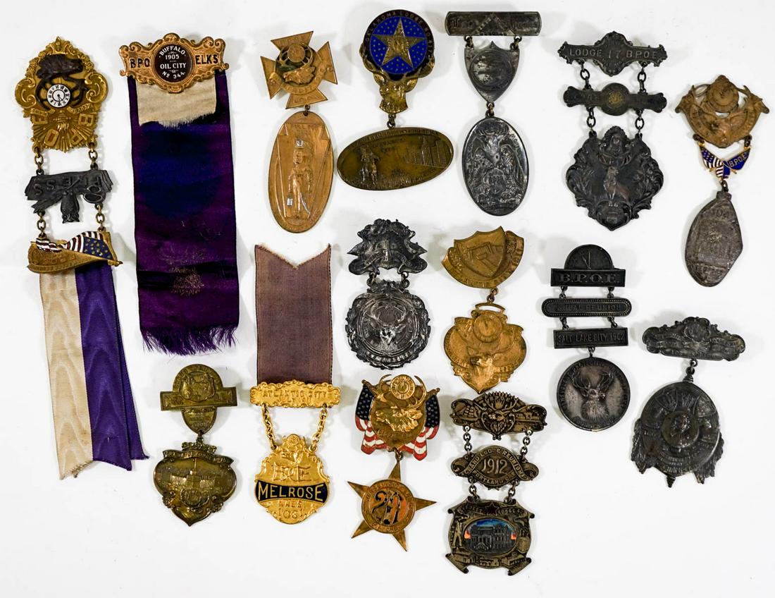 Antique (15) Bpoe Elks Lodge Convention Badges