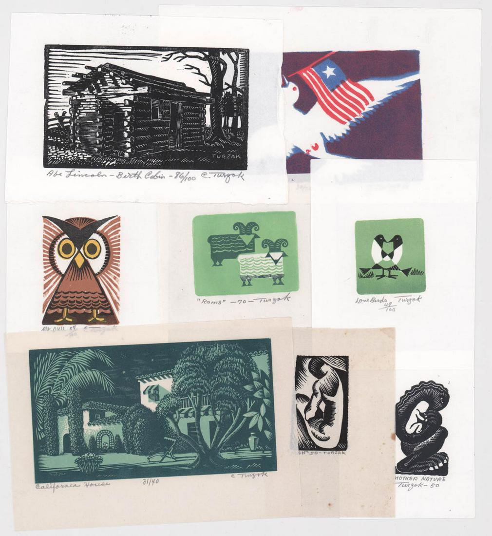(8) Charles Turzak Signed Woodcuts