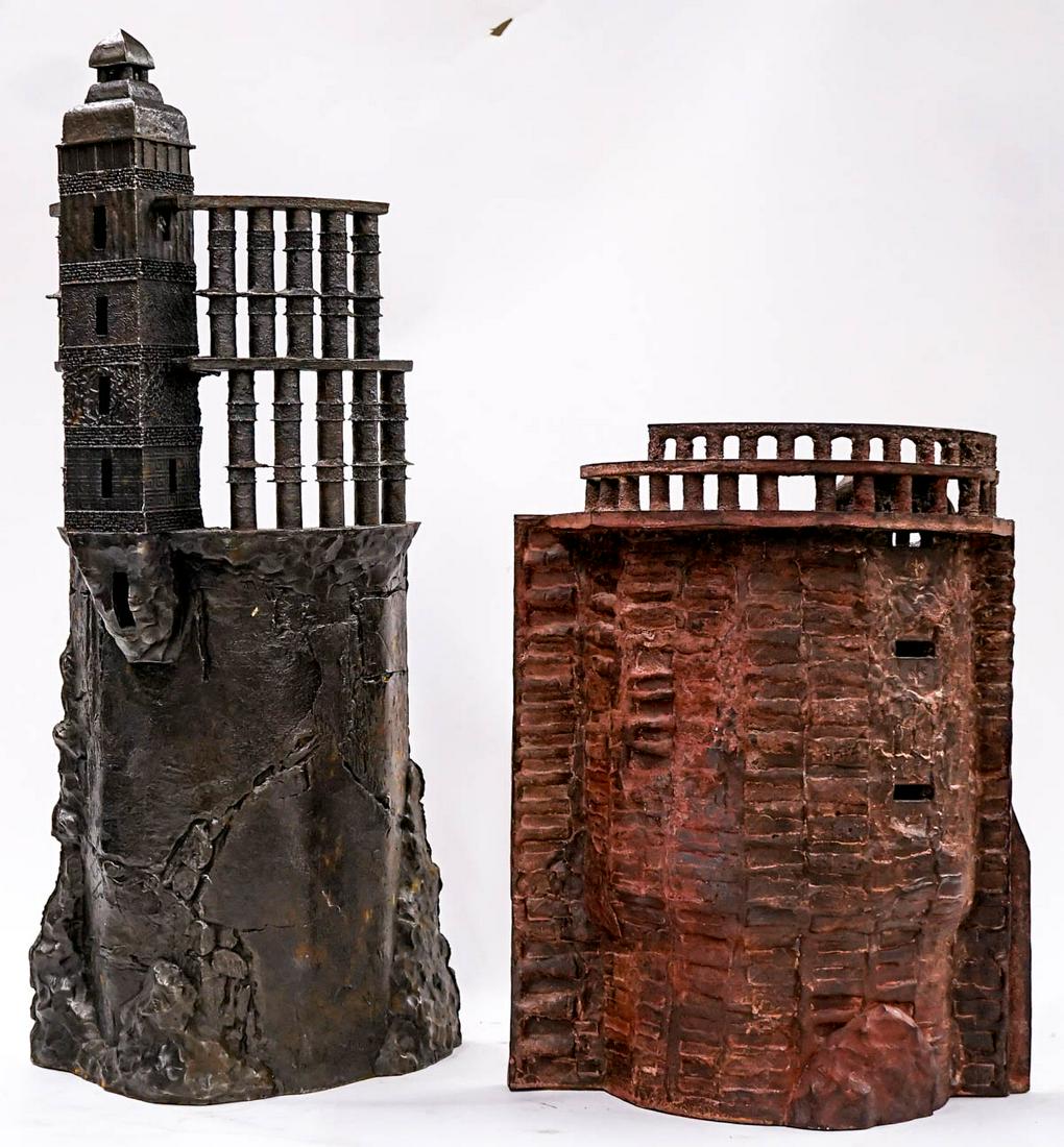 Griffith Signed Medieval Watchtower Sculptures