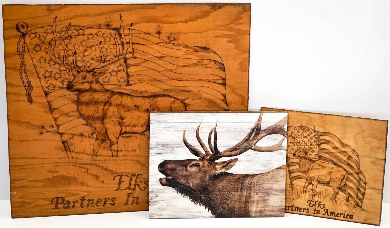 BPOE 'Partners In America' Wood Signs (#0608) on Apr 12, 2023 | Grant ...