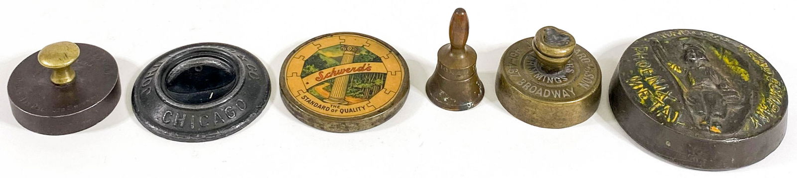 (5) Metal Advertising Paperweights