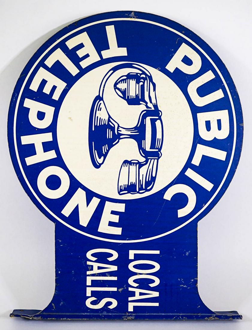 Vintage Flanged Public Telephone Sign