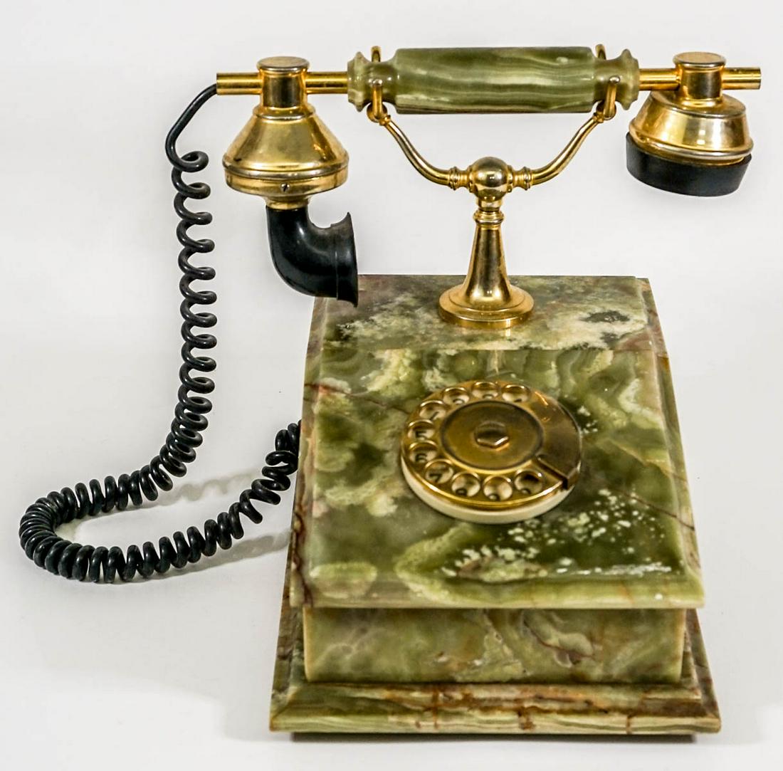 Vintage Marble Base Rotary Dial Telephone