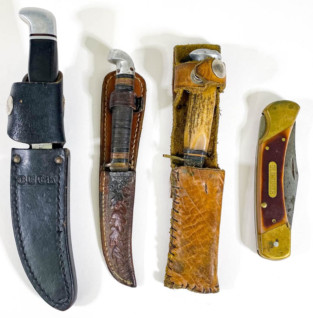 Vintage (4) Hunting Knives [buck, Old Timer] Auction