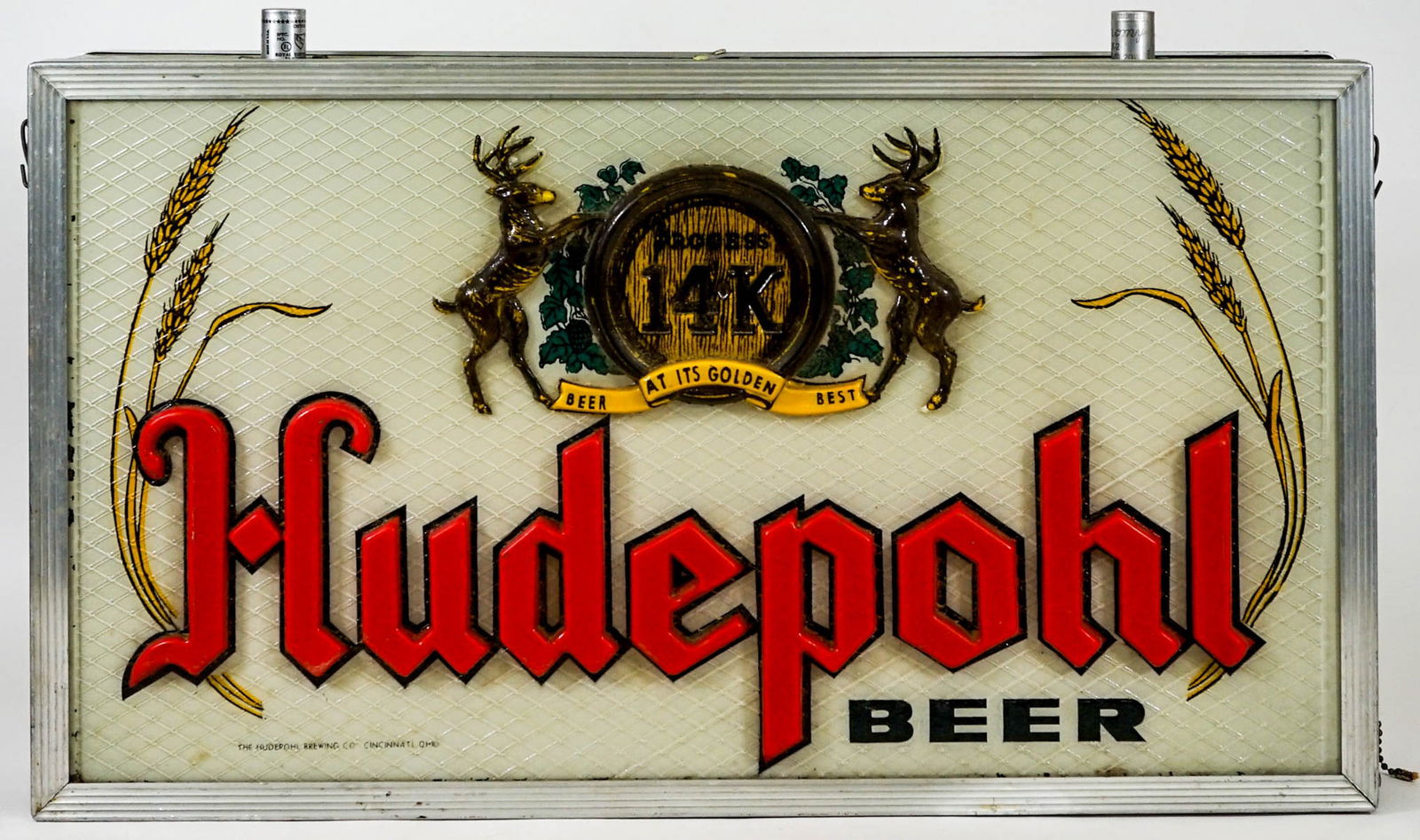 Vintage Hudepohl Beer Lighted Sign Double Sided Auction