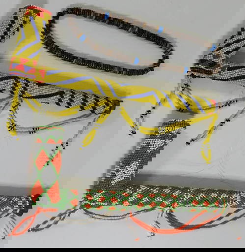 Beaded Pipes (2) And Shell Necklace