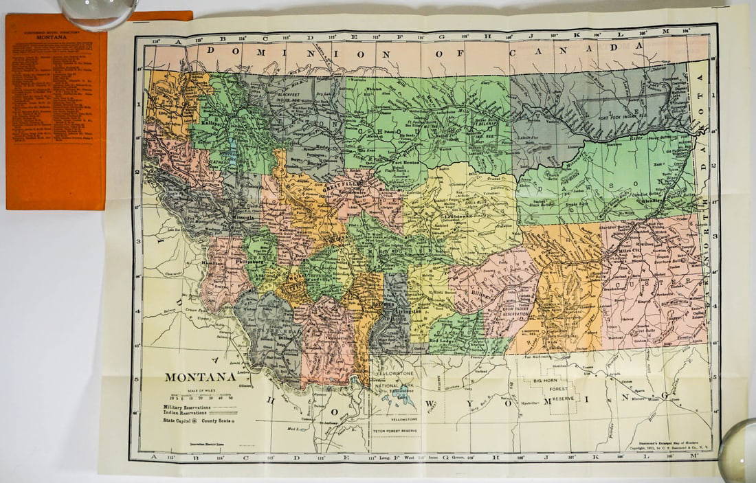 Montana 1911 Hammond's Folding Map Auction