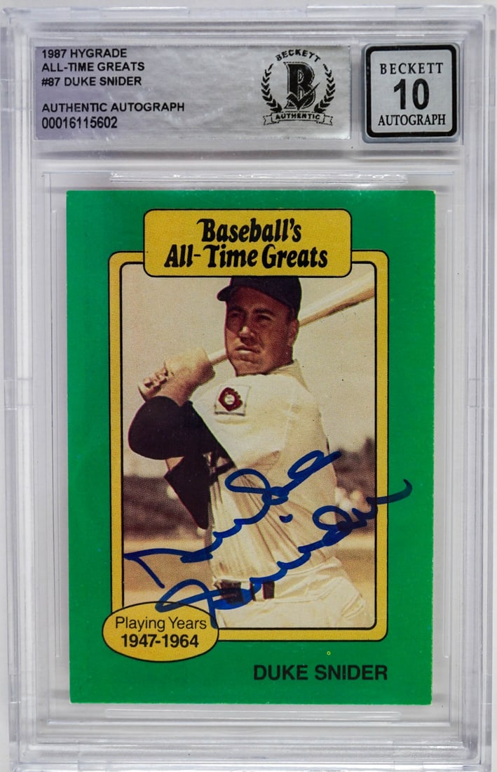 Duke Snider Signed All-time Greats Baseball Card Auction