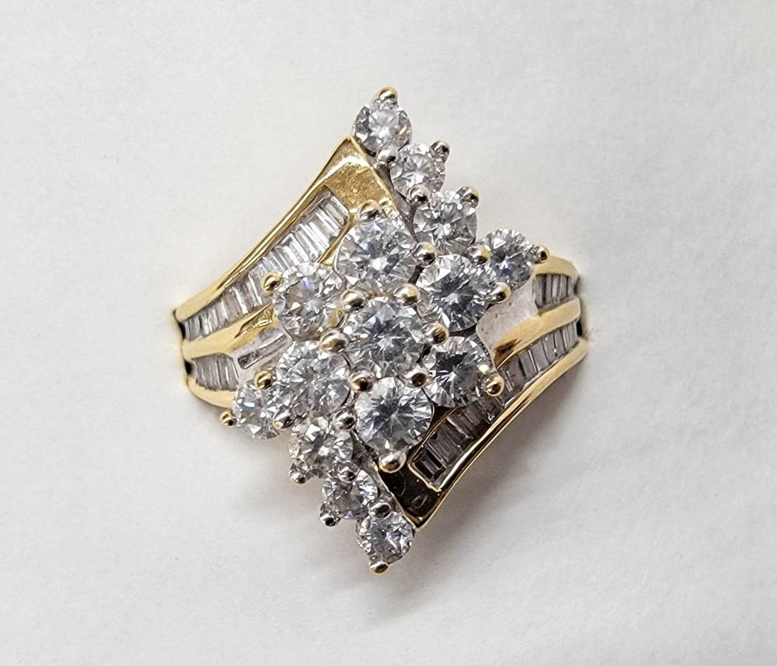 Lady's Impressive & Large Diamond Cluster Ring Auction