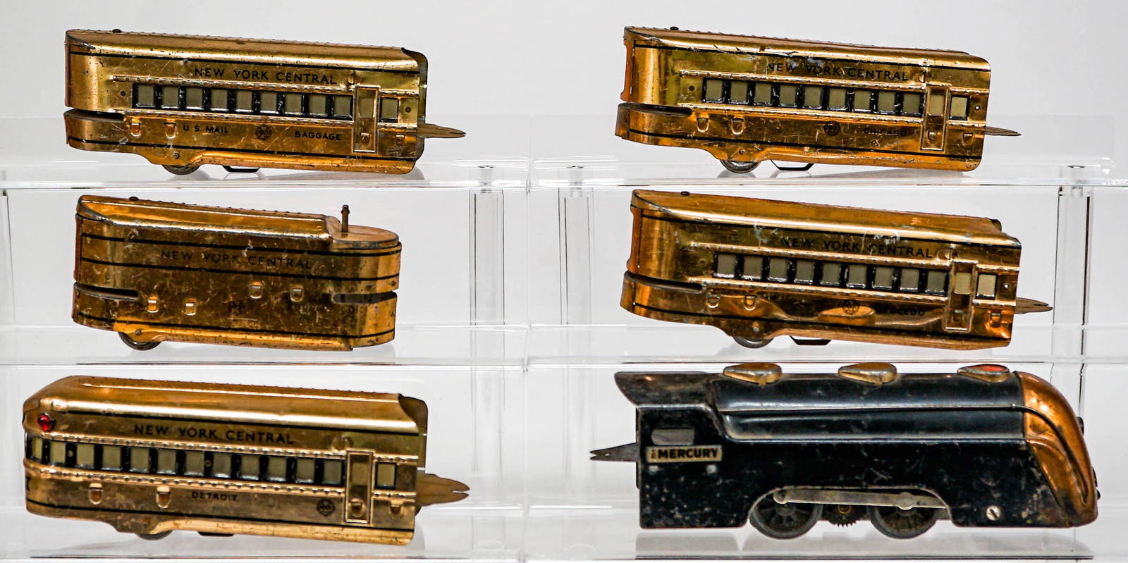 Marx Mercury Loco (5) Ny Central Cars [copper] Auction