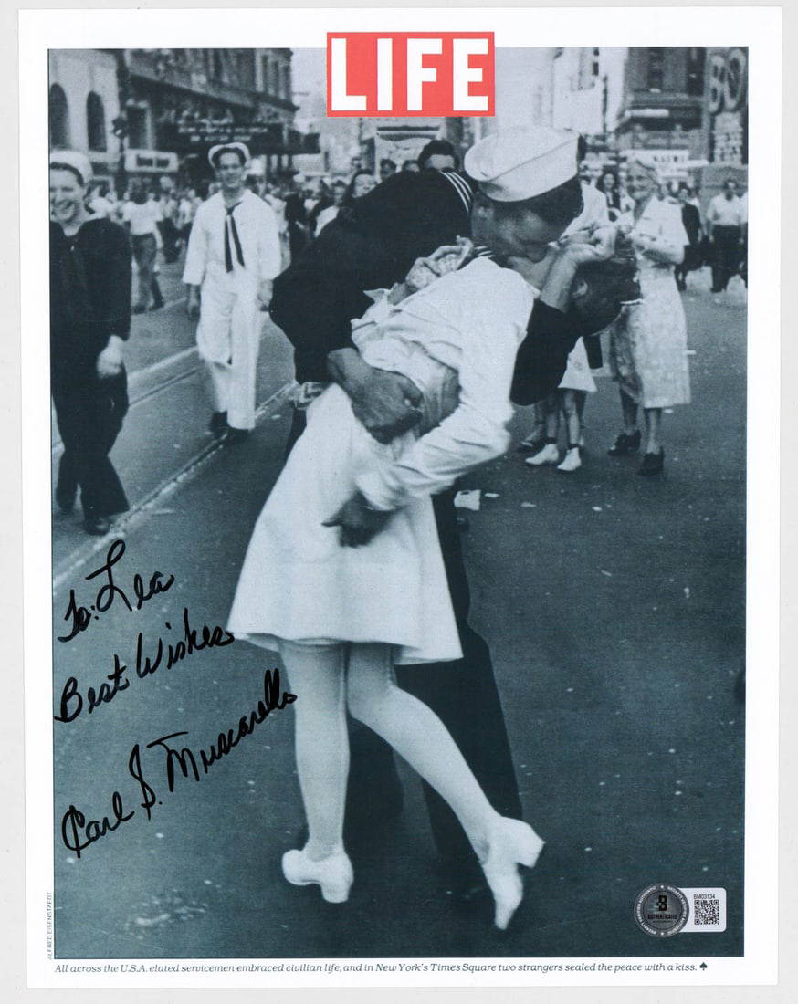 V J Day Carl Muscarello 8x10 Photo Signed Coa Auction