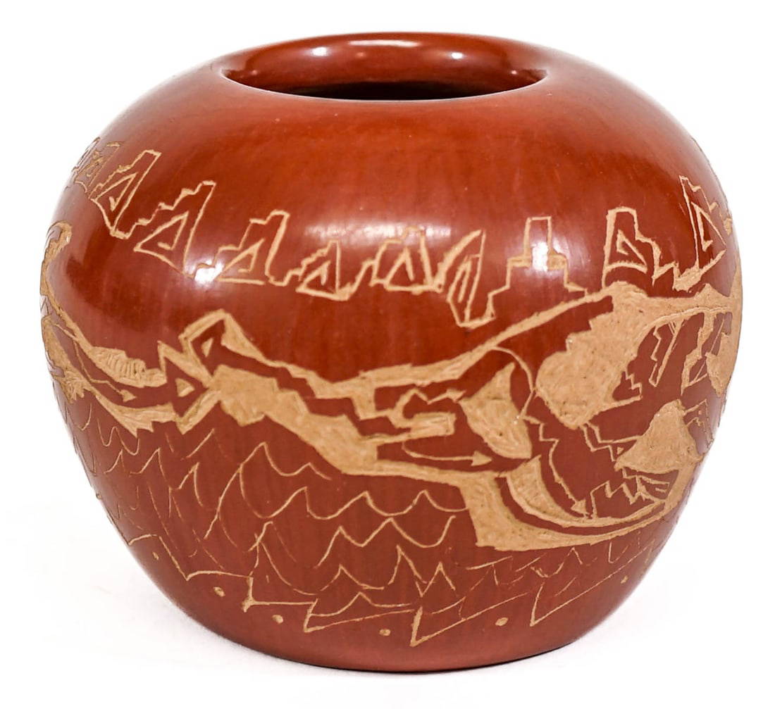 Alvin Baca Santa Clara Pueblo Etched Pottery Auction