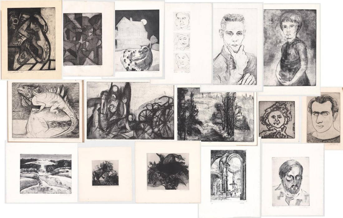 Vintage Signed Etchings-amity Art Foundation (16) Auction