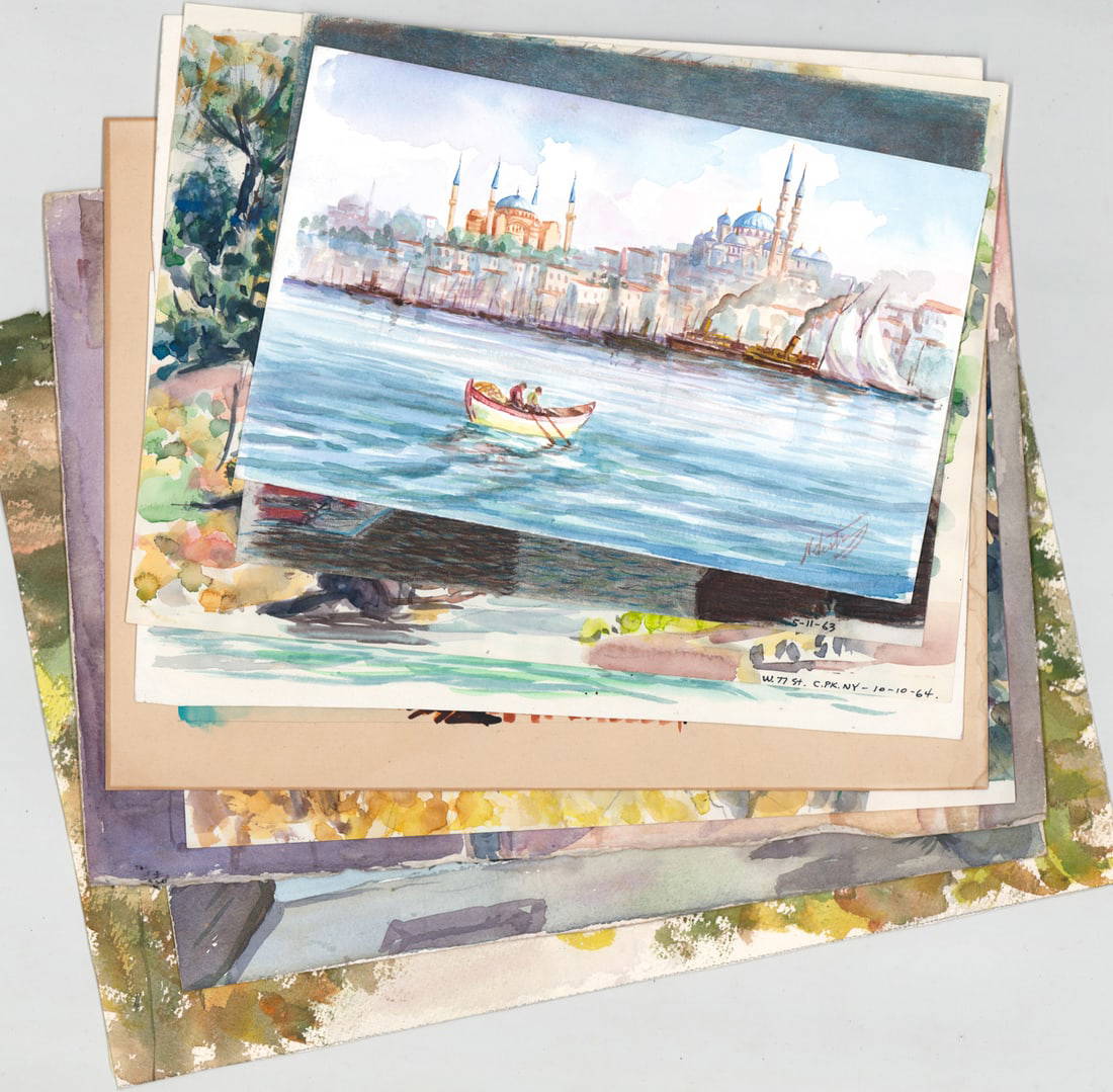 Original Watercolors (9)-amity Art Foundation Auction