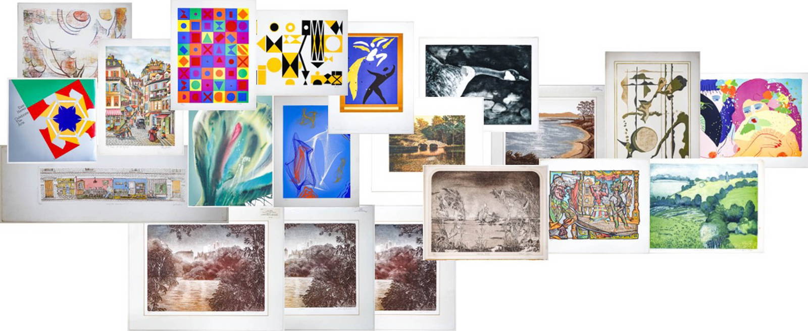 (20 Pcs) Large Prints-amity Art Foundation, Inc. Auction