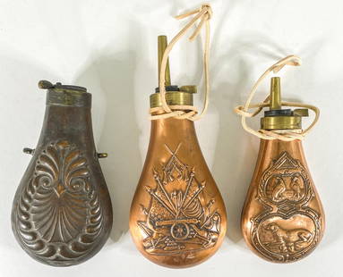 Three Powder Horns/flasks, Auction