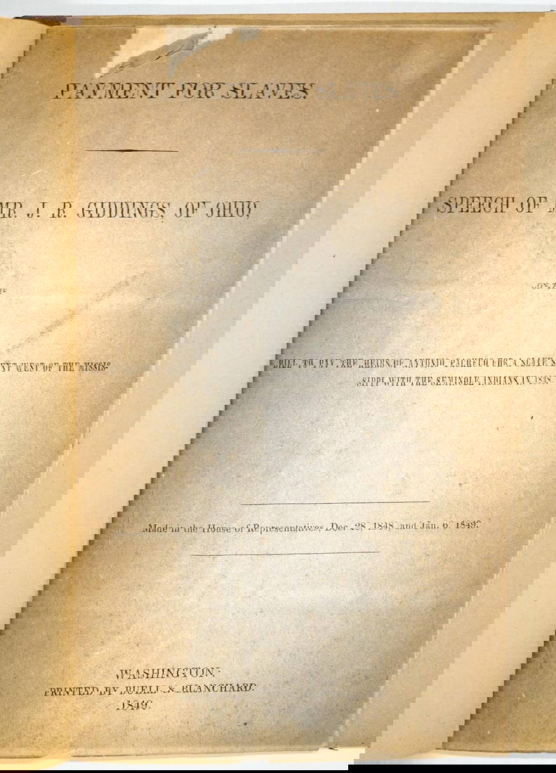 J..r. Giddings, Anti-slavery Pamphlet (1849) Auction