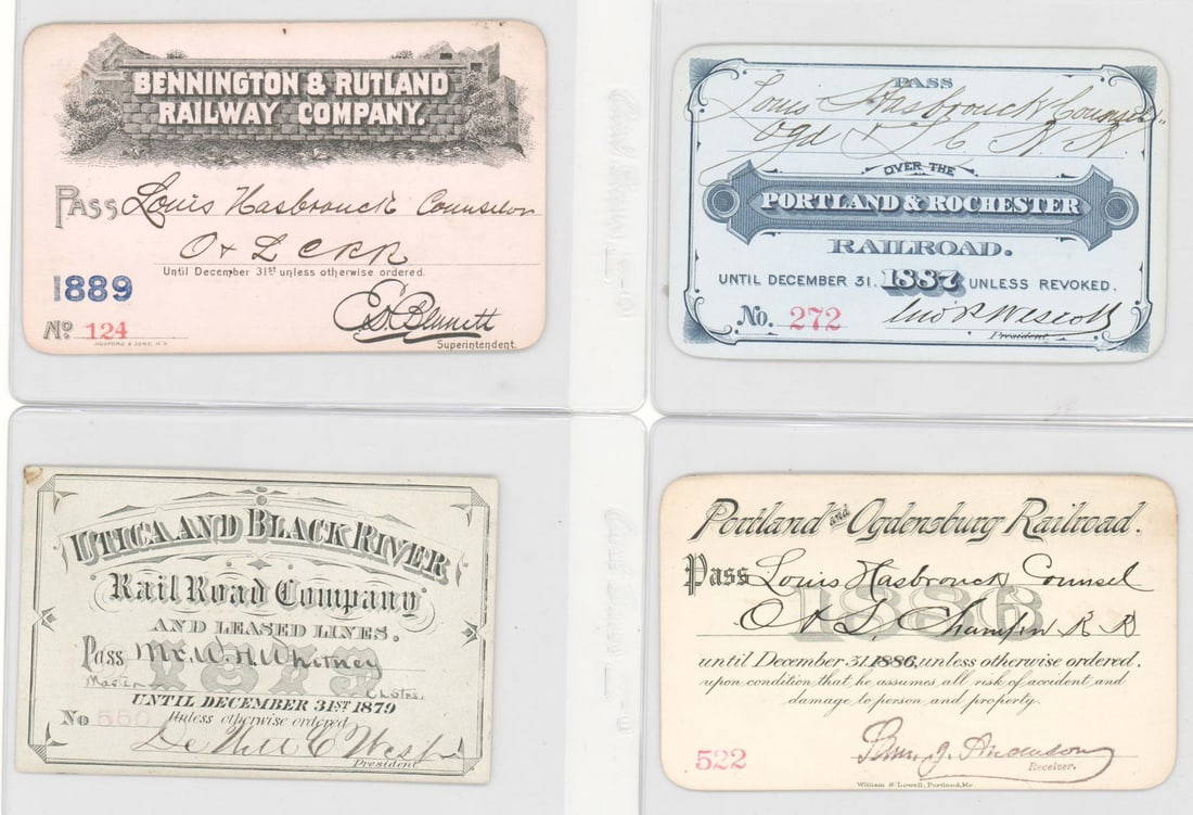 1879-1889 American Railroad Passes (4) Auction