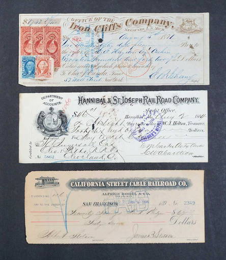 Three 19th Century Railroad Bank Drafts