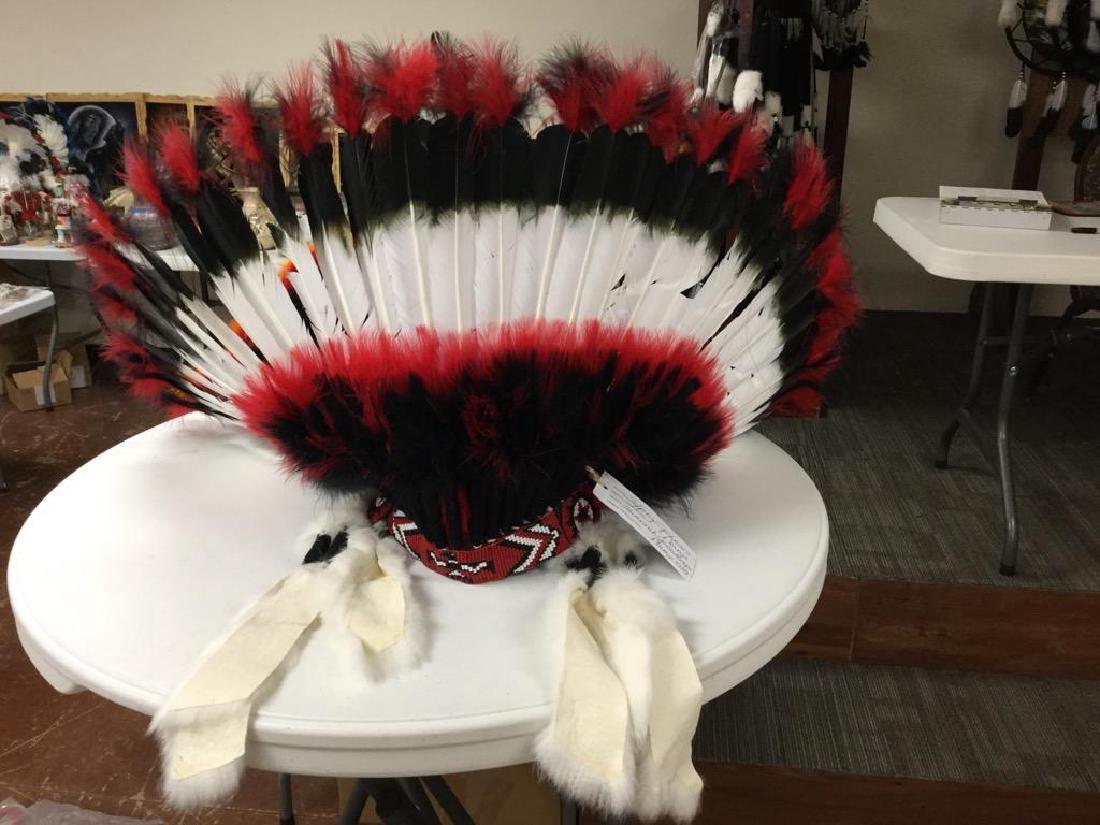 Native American Handcrafted "war Bonnet"with Beaded