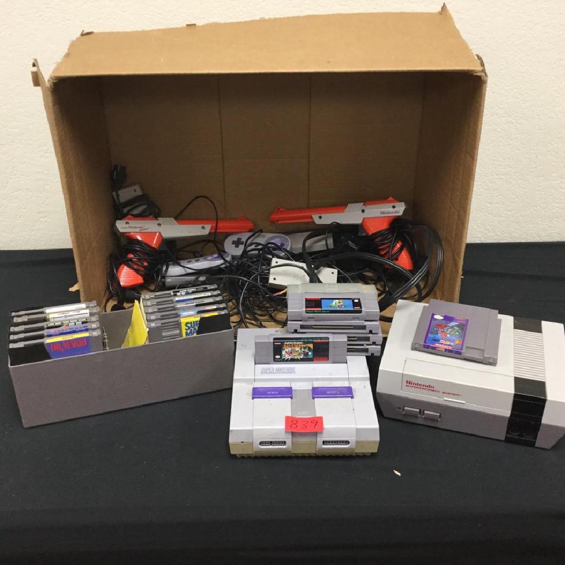 Vintage Nintendo Gray Box and Super Nintendo game box,