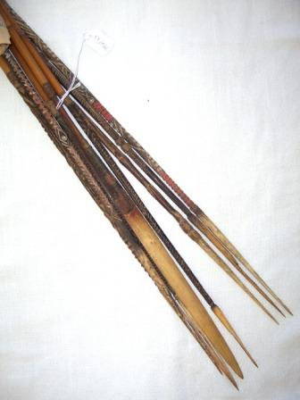 Group Of 7 Early Bone Tipped Bamboo Arrows & 1 Bon