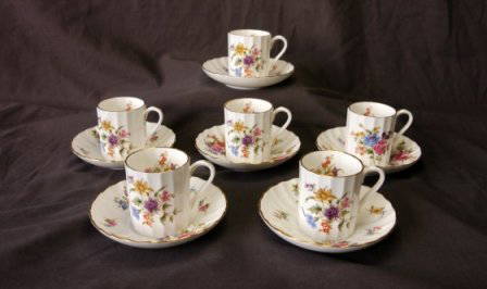 6 Royal Worcester Fine Bone China Coffee Demi Tass