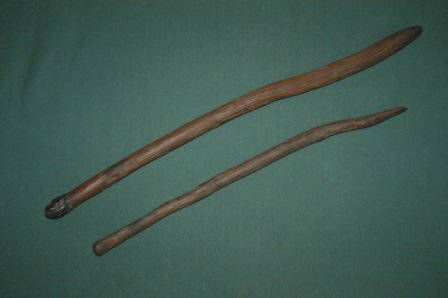 2 Early Australian Aboriginal Digging Sticks. Bot